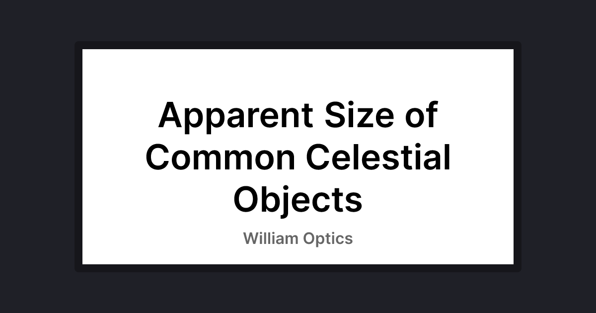 Apparent Size of Common Celestial Objects · William Optics Support